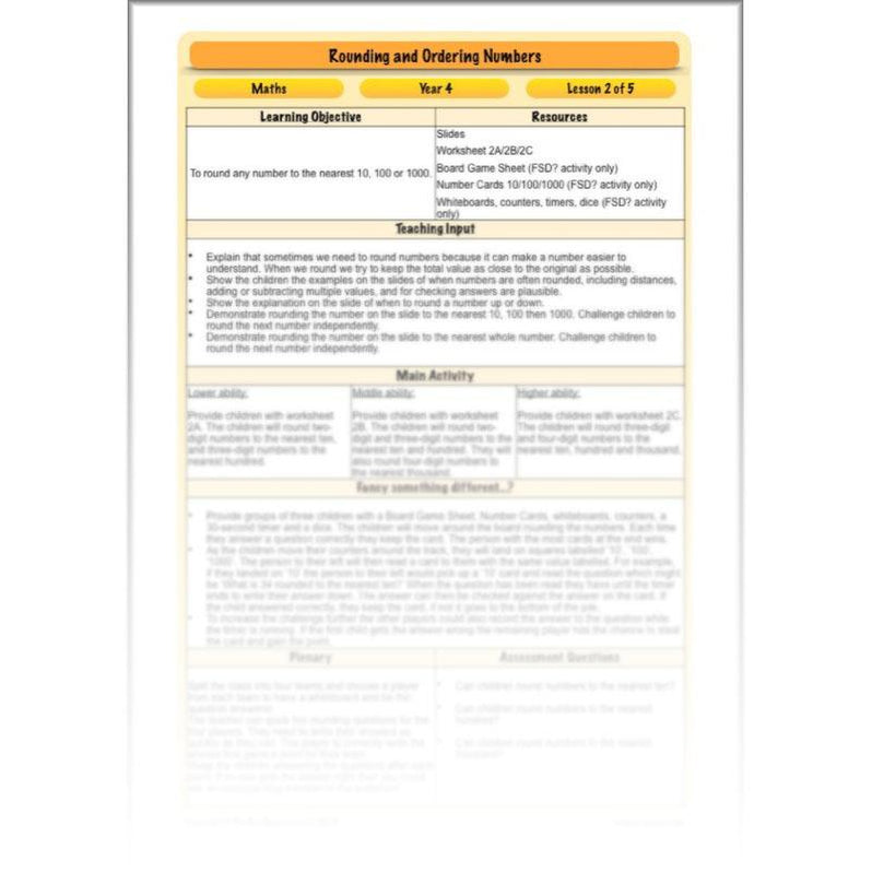 Rounding and Ordering Numbers Year 4 Place Value by PlanBee