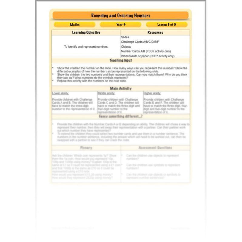 Rounding and Ordering Numbers Year 4 Place Value by PlanBee