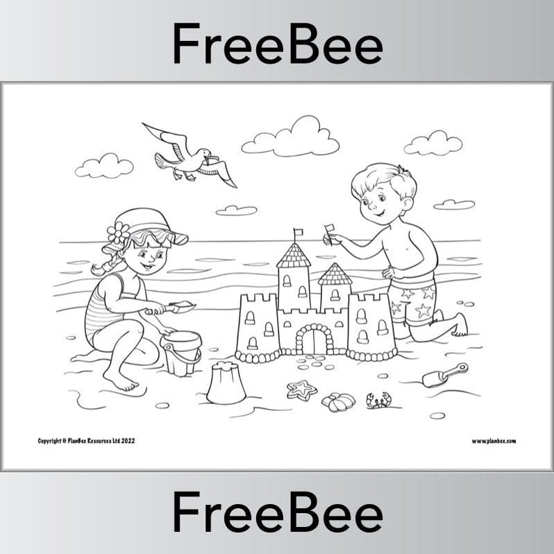 Seaside Colouring Pages Free PDF Sheets by PlanBee