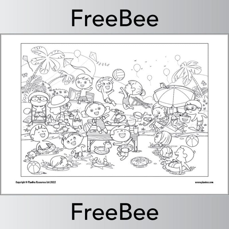 Seaside Colouring Pages Free PDF Sheets by PlanBee