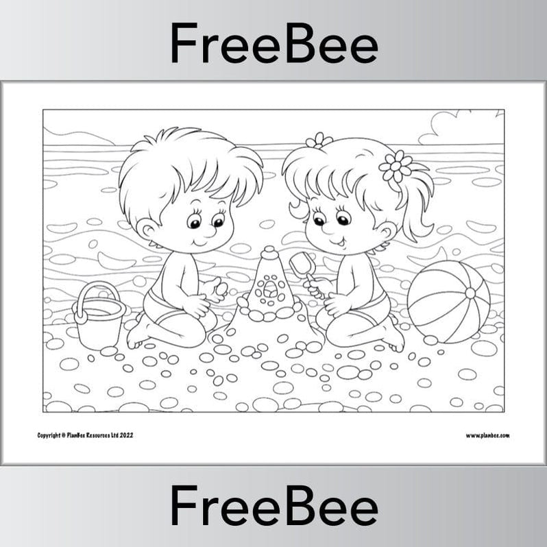 Seaside Colouring Pages Free PDF Sheets by PlanBee