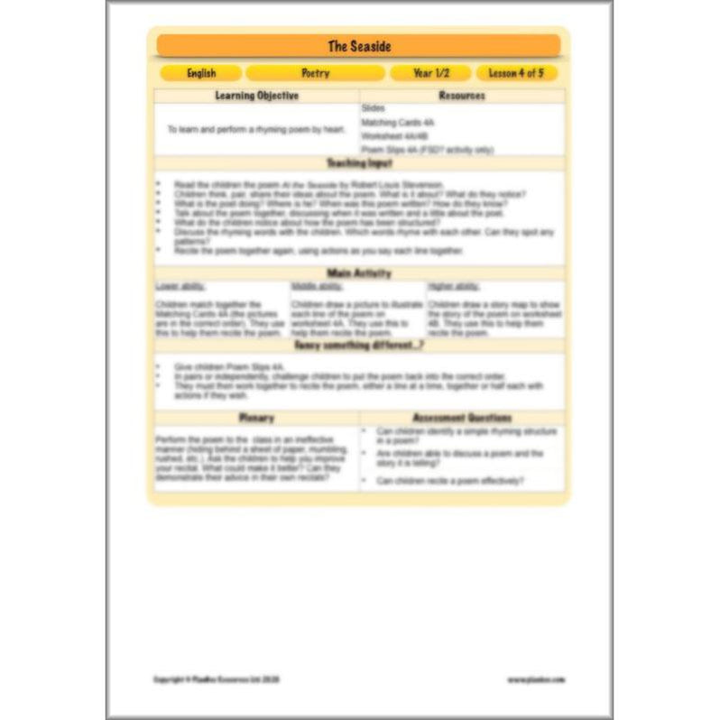 Seaside Poetry KS1 | Year 1/2 English Lessons | PlanBee