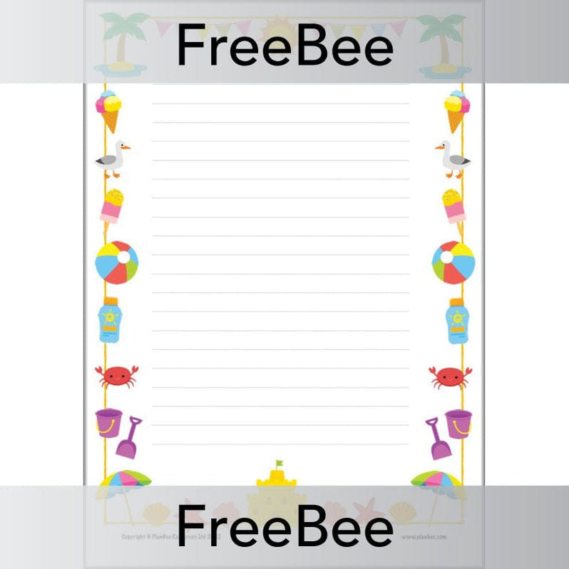 FREE Downloadable Seaside Writing Frame by PlanBee