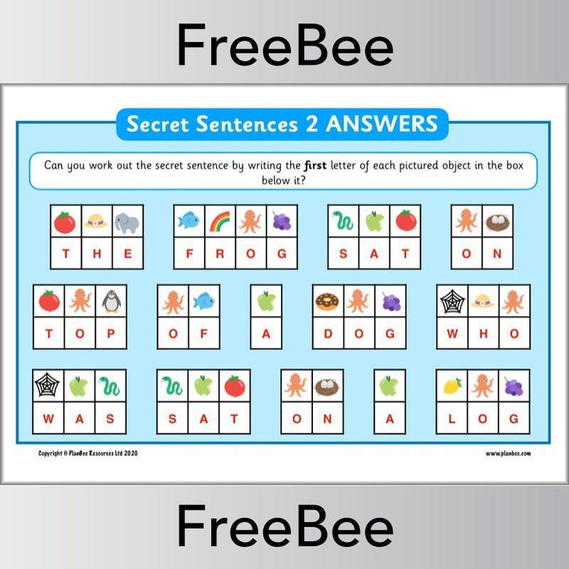 Free Secret Sentences KS1 Puzzle by PlanBee