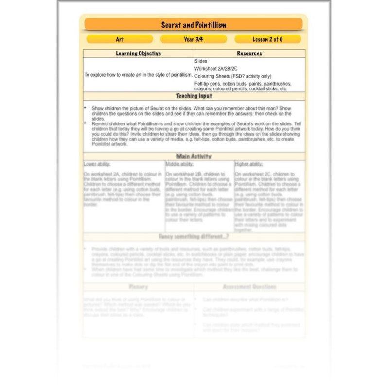Seurat and Pointillism KS2 Lesson Plans and Art Projects — PlanBee