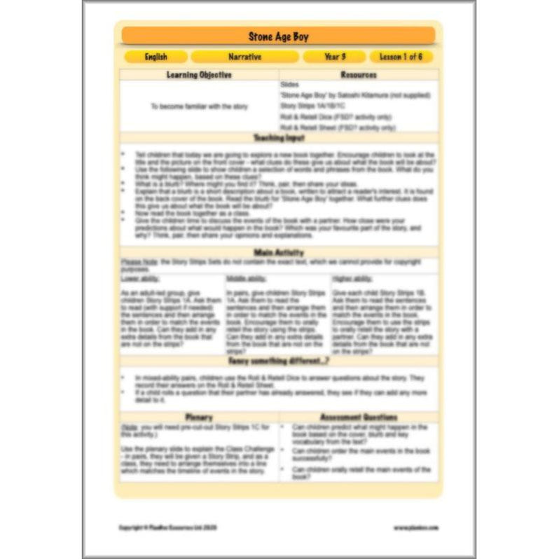 The Stone Age Boy Planning KS2 | Year 3 English Lessons — PlanBee