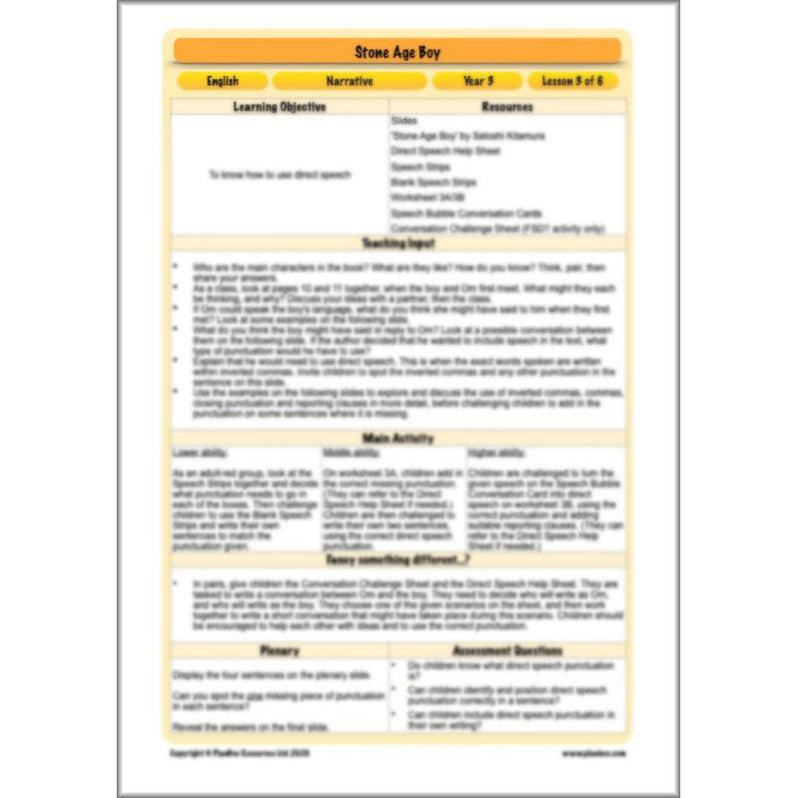 The Stone Age Boy Planning KS2 | Year 3 English Lessons — PlanBee