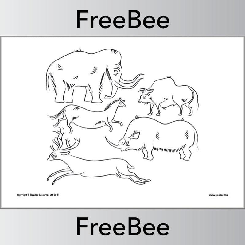Free Stone Age Colouring Sheets by PlanBee