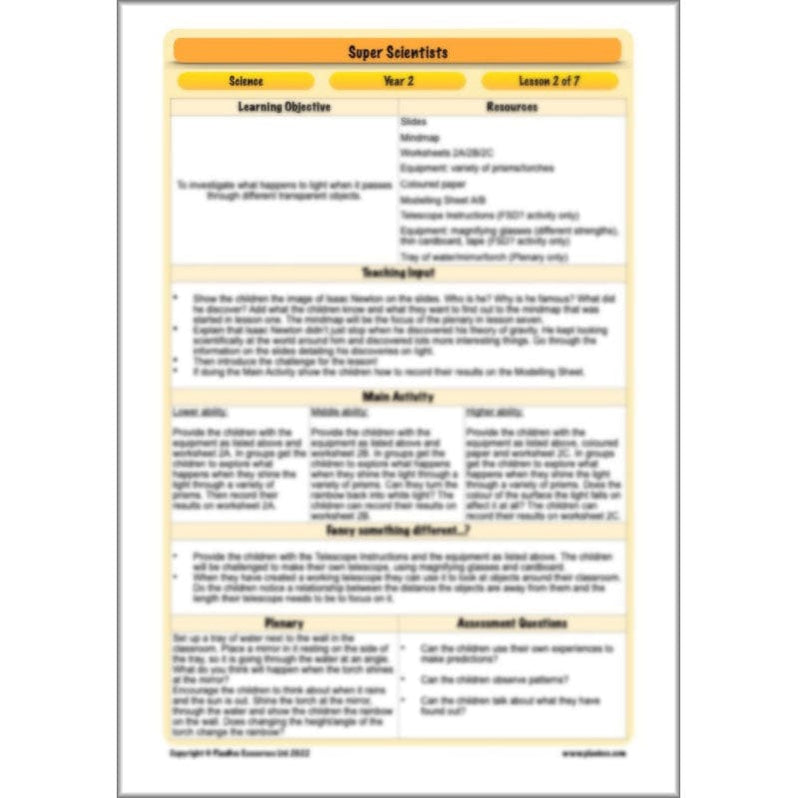 Super Scientists Year 2 Working Scientifically | PlanBee