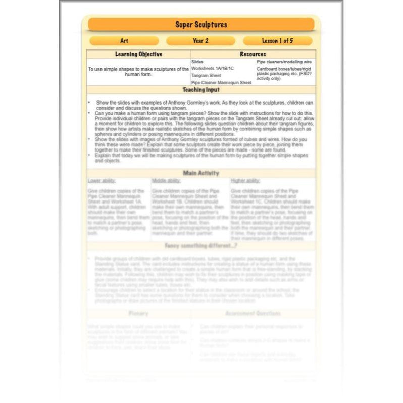 Super Sculptures KS1 Art Lessons by PlanBee