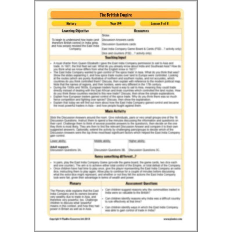 British Empire KS2 Year 3 & Year 4 History Pack by PlanBee