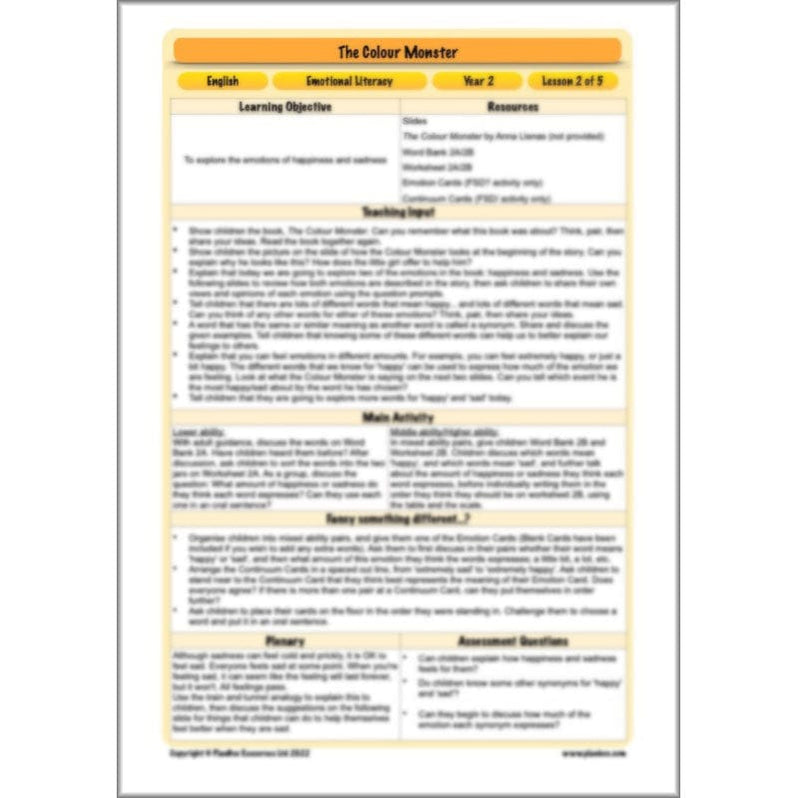 The Colour Monster Resources & Lesson Plans for KS1 — PlanBee