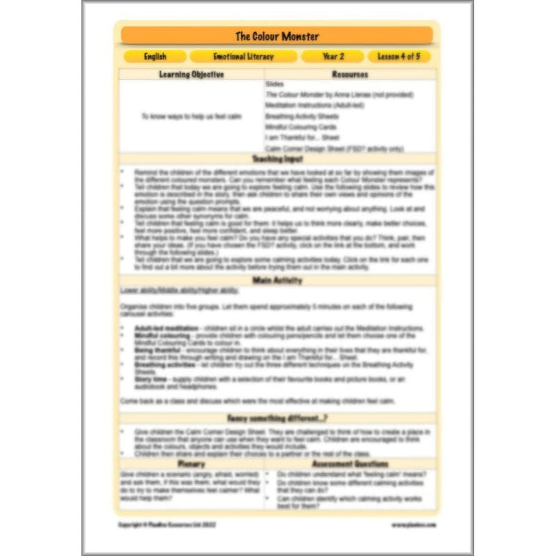 The Colour Monster Resources & Lesson Plans for KS1 — PlanBee