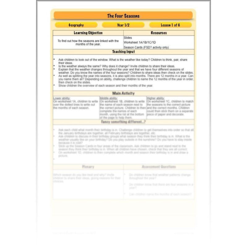 The Four Seasons KS1 Lesson Plans & Worksheets by PlanBee