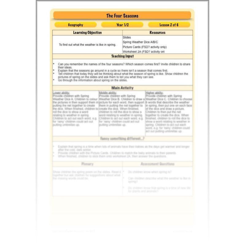The Four Seasons KS1 Lesson Plans & Worksheets by PlanBee