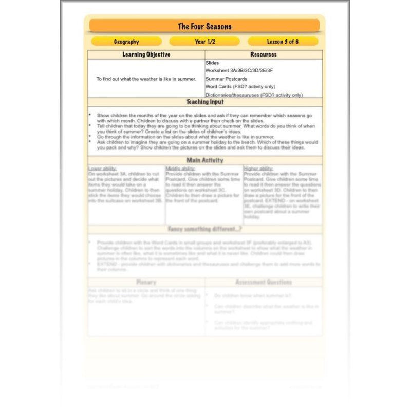 The Four Seasons KS1 Lesson Plans & Worksheets by PlanBee