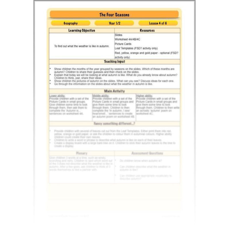 The Four Seasons KS1 Lesson Plans & Worksheets by PlanBee