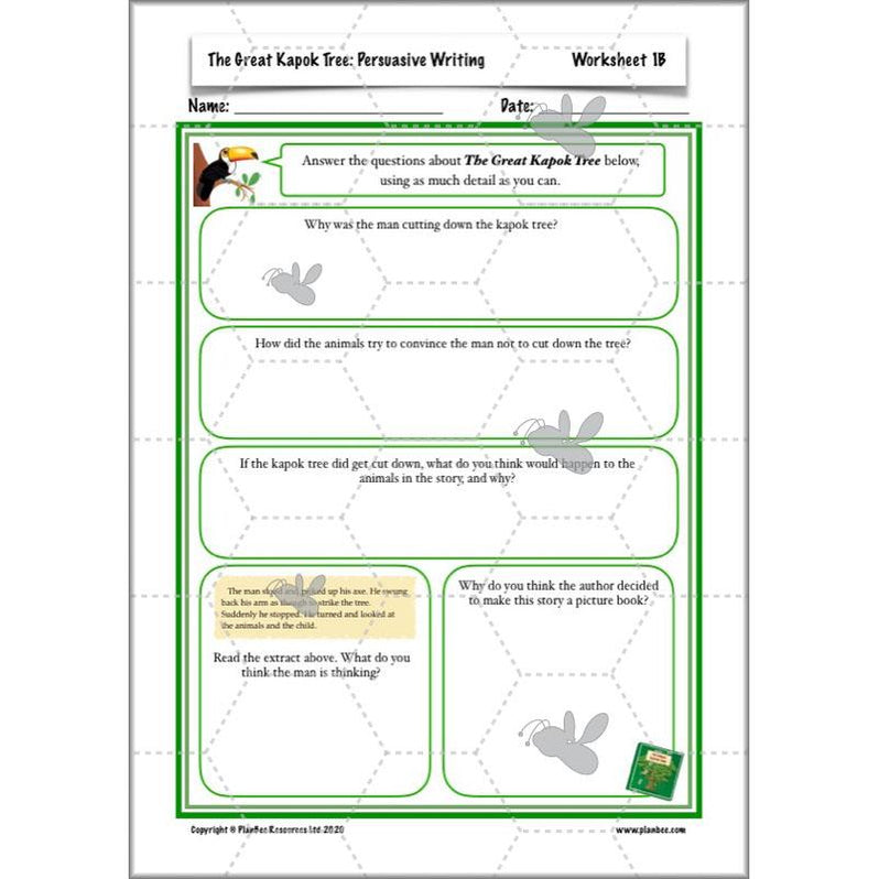 The Great Kapok Tree Planning Persuasive Writing by PlanBee