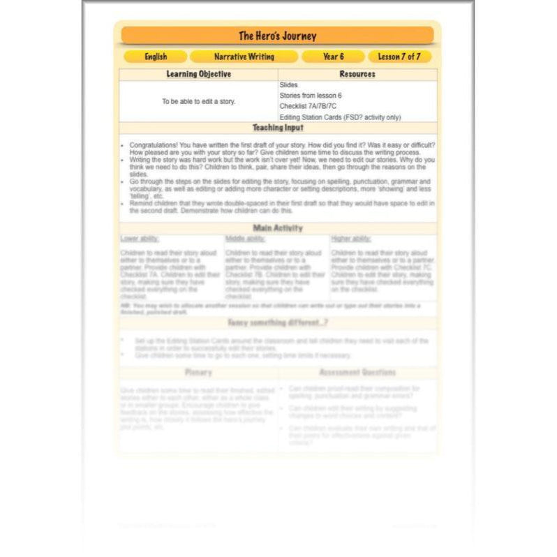 Year 6 KS2 Story Writing Lesson Planning Pack by PlanBee