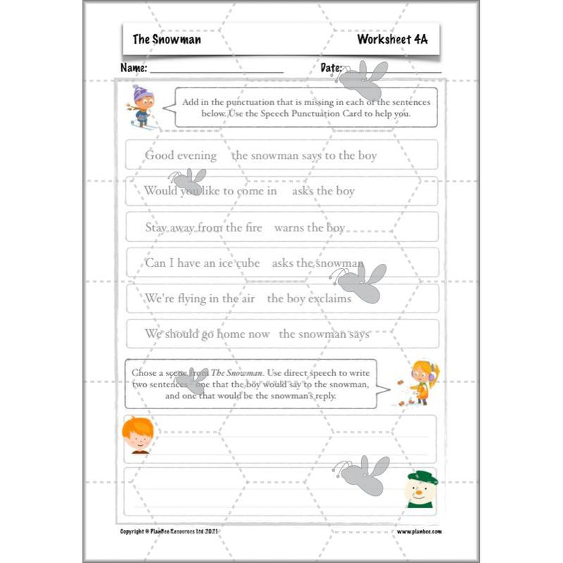The Snowman Activities Year 3 English lessons by PlanBee