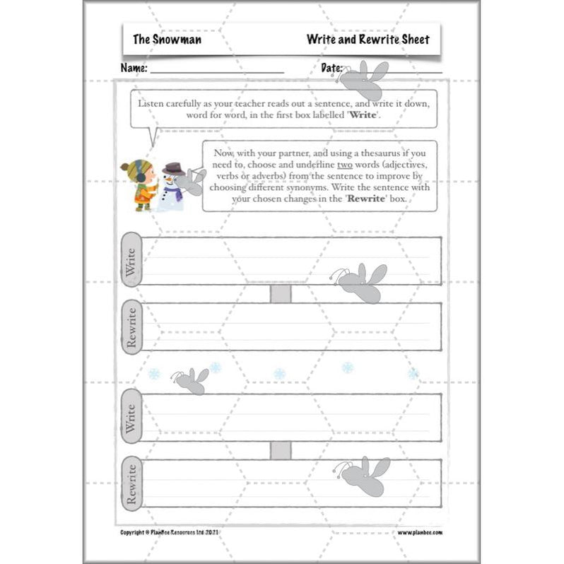 The Snowman Activities Year 3 English lessons by PlanBee