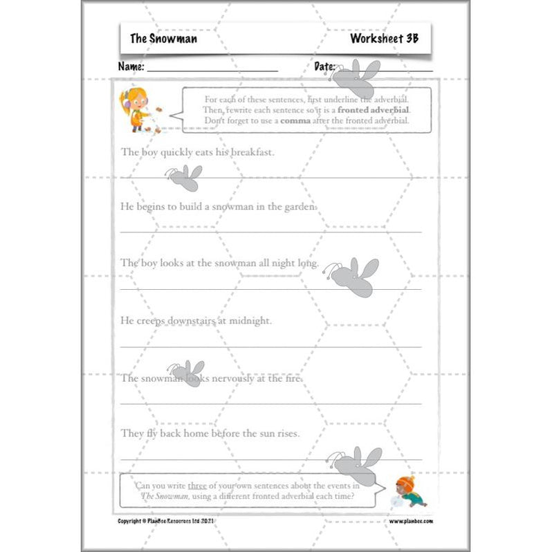 The Snowman Activities Year 3 English lessons by PlanBee