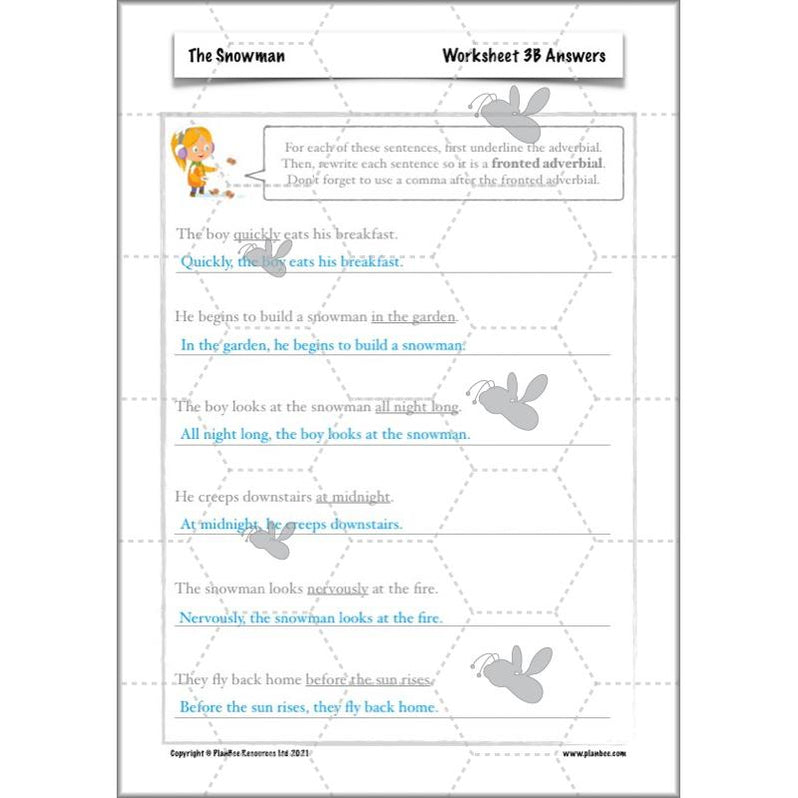 The Snowman Activities Year 3 English lessons by PlanBee