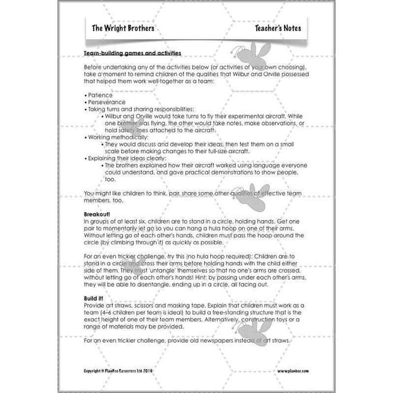 The Wright Brothers Lesson Plans by PlanBee