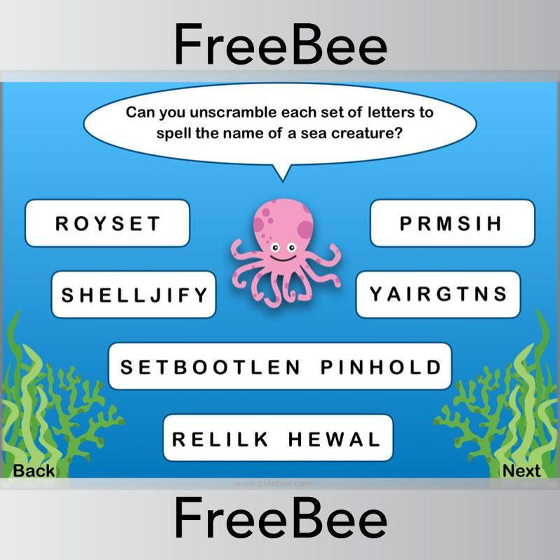 Under the Sea Brain Teasers Free PDF slideshow by PlanBee