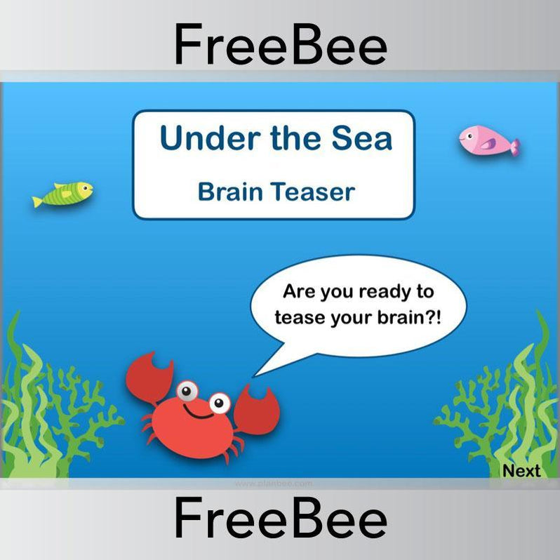 Under the Sea Brain Teasers Free PDF slideshow by PlanBee