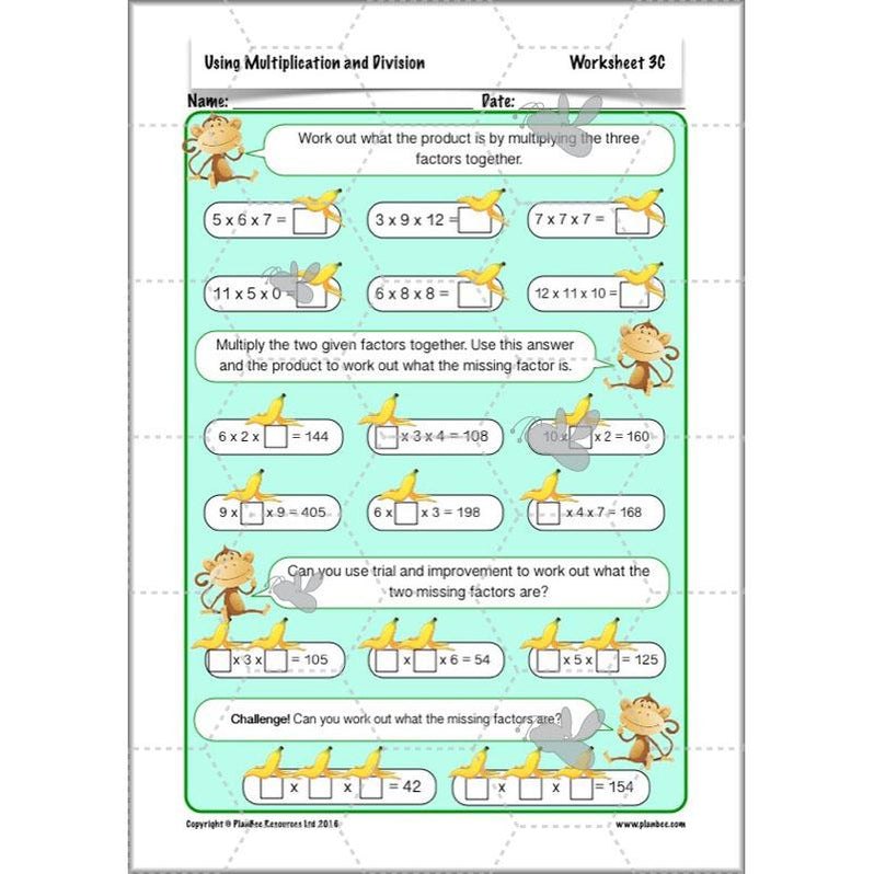 Using Multiplication and Division Year 4 Maths by PlanBee