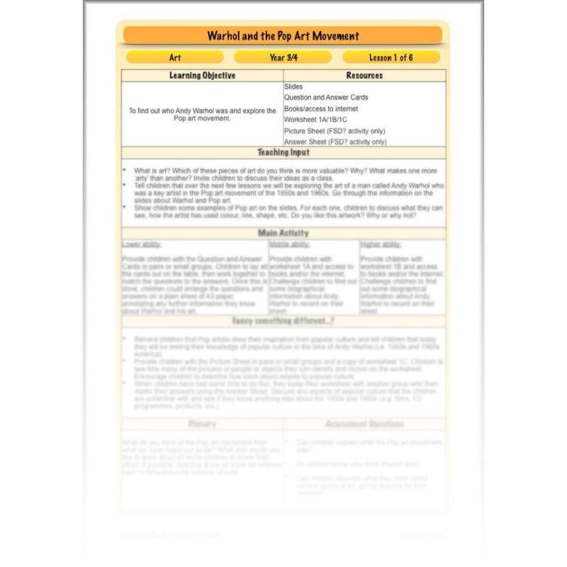Andy Warhol KS2 Art Lessons The Pop Art Movement | PlanBee