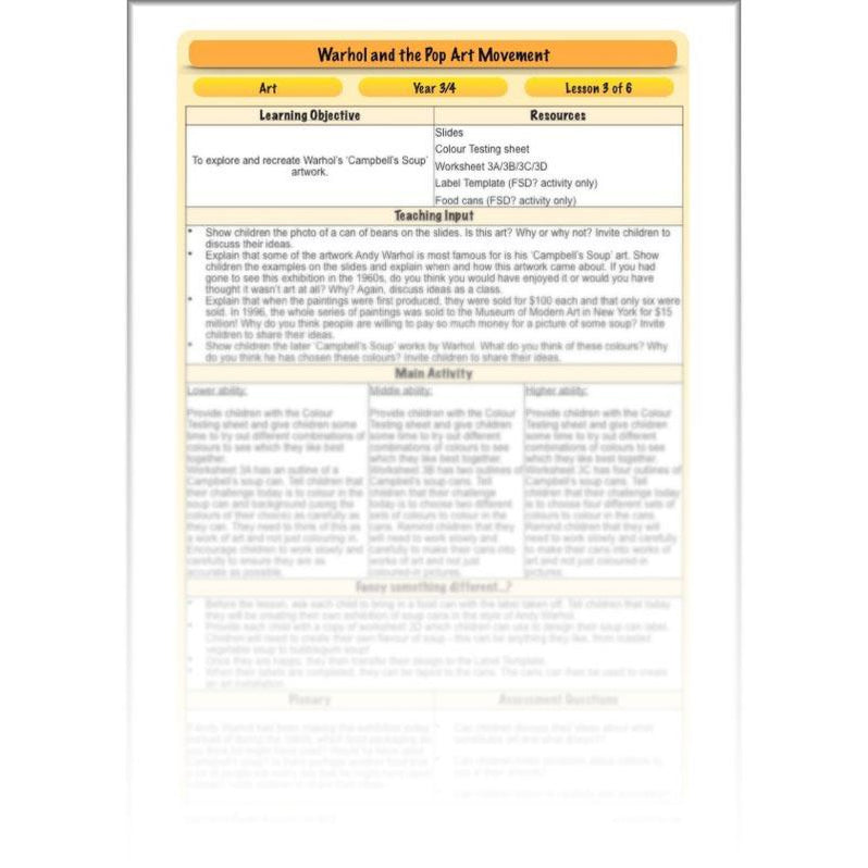 Andy Warhol KS2 Art Lessons The Pop Art Movement | PlanBee