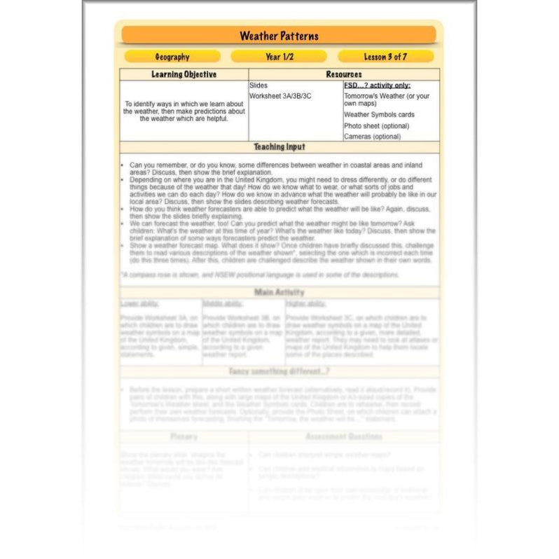 Weather Patterns: KS1 lessons, activities and worksheets — PlanBee