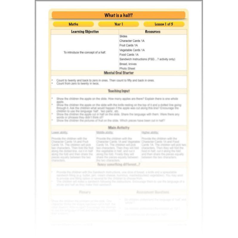 What is a half? Fractions for Year 1 by PlanBee
