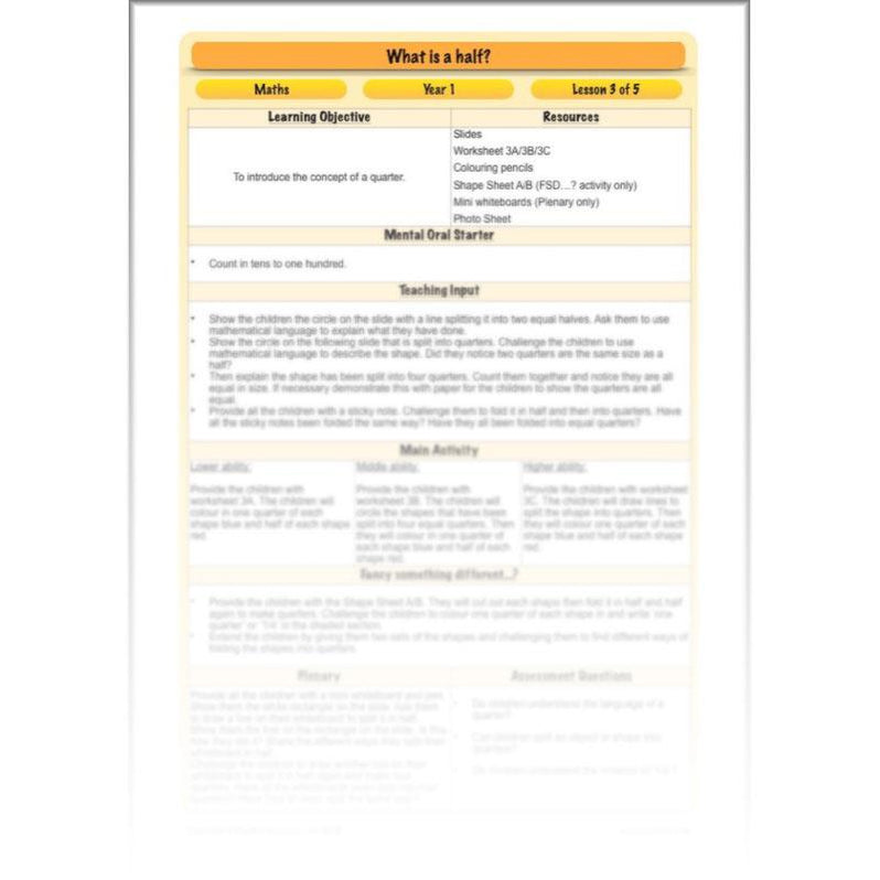 What is a half? Fractions for Year 1 by PlanBee