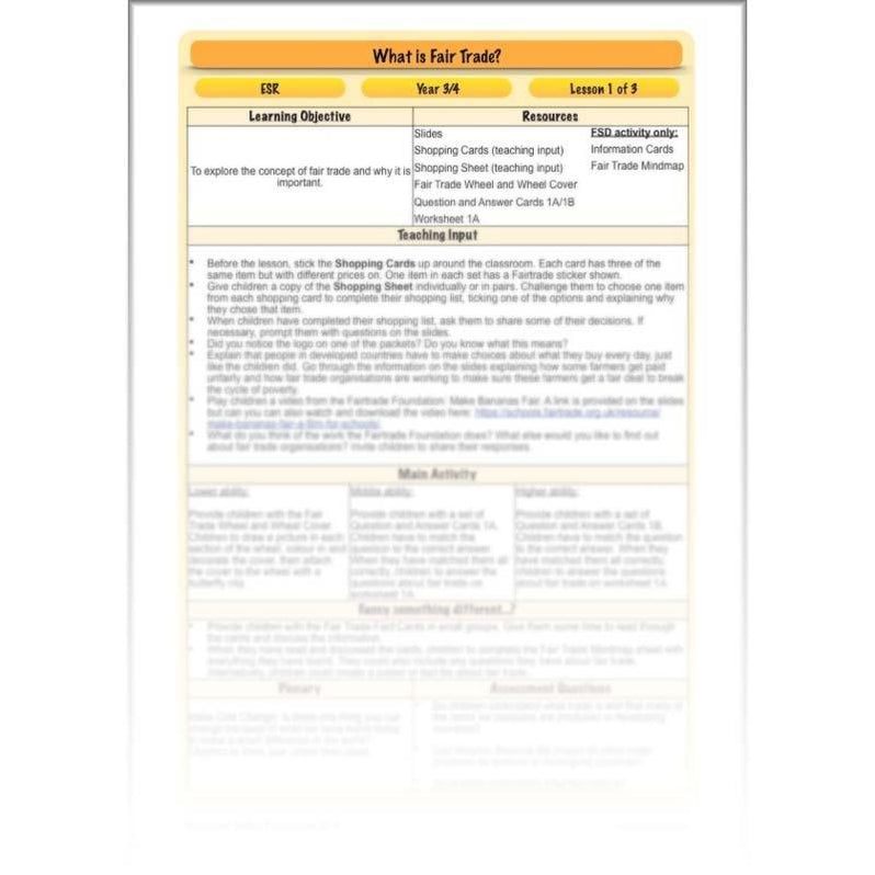 What is Fair Trade KS2 ESR Lessons by PlanBee