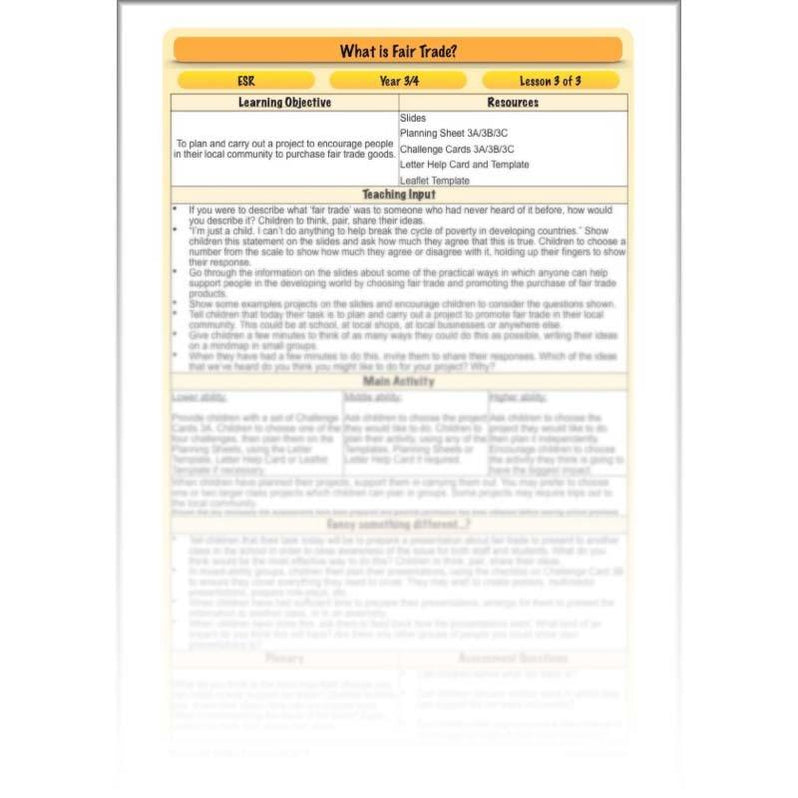 What is Fair Trade KS2 ESR Lessons by PlanBee