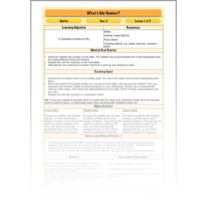 What's My Number? Year 2 Maths Lesson Pack by PlanBee