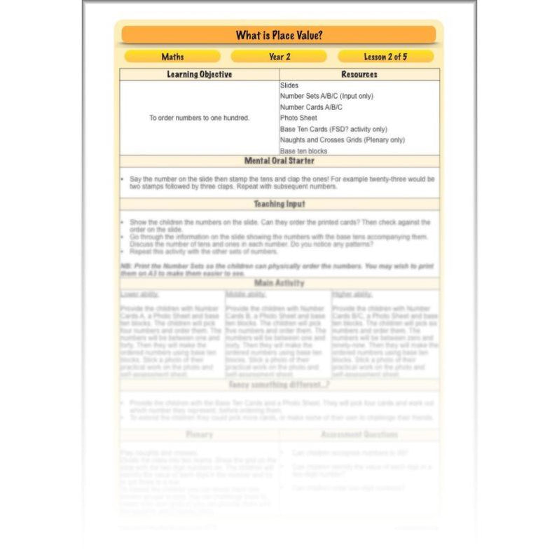 Year 2 Place Value Planning Maths lessons by PlanBee
