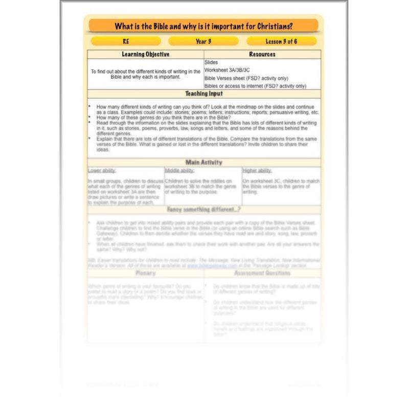 What is the Christian Bible? Year 3 KS1 PlanBee RE Lessons