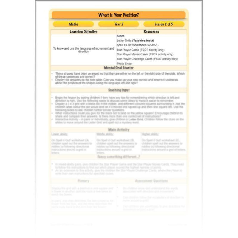 Positional language and Directional Language KS1 by PlanBee