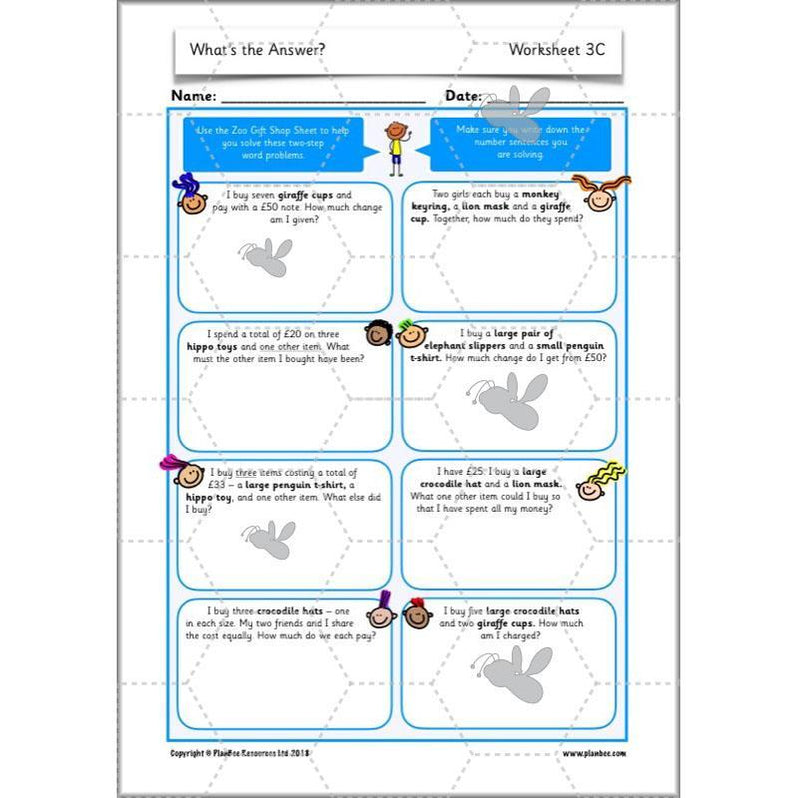 What's the answer? Year 2 word problems lessons by PlanBee