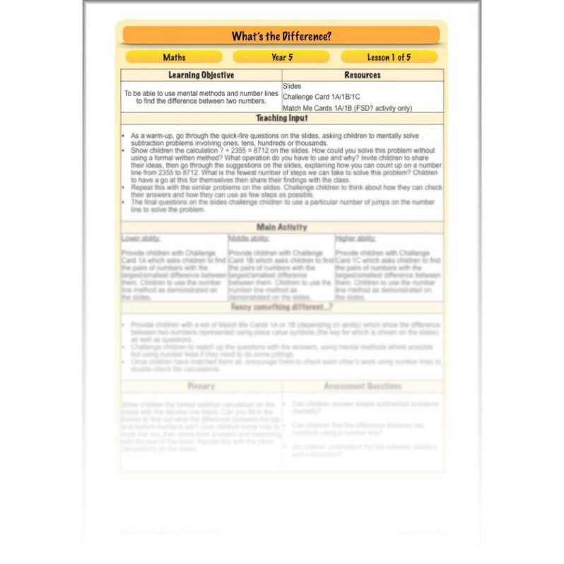 Find the Difference Year 5 Add and Subtract Maths PlanBee