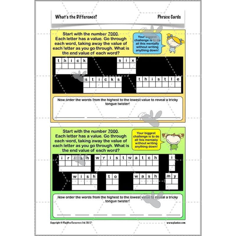 Find the Difference Year 5 Add and Subtract Maths PlanBee