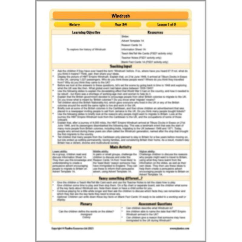 Windrush KS2 History Lessons and Activities by PlanBee