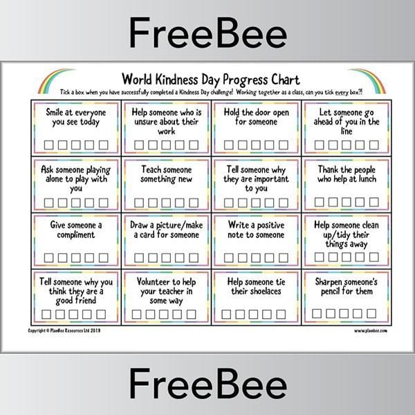 FREE World Kindness Day Challenge Chart by PlanBee