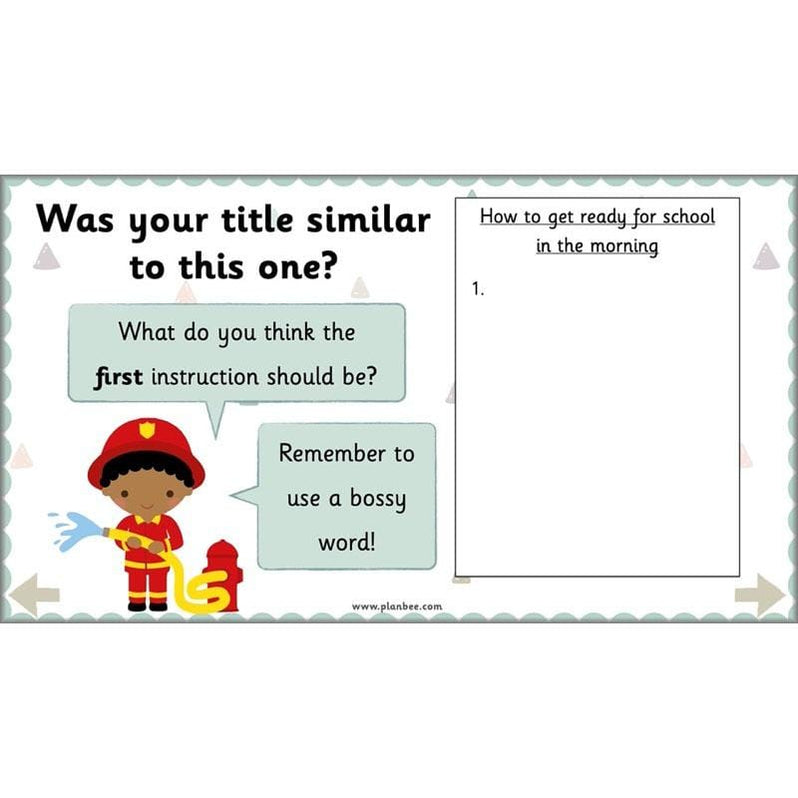 Writing Instructions Year 1 English lessons by PlanBee