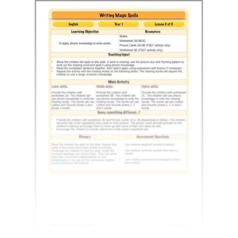 Magic Spell Writing KS1 Year 1 English by PlanBee