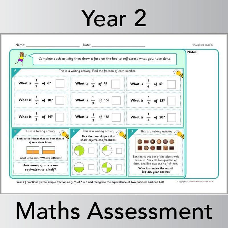 Maths Assessment Test Worksheets for KS1 & KS2 by PlanBee